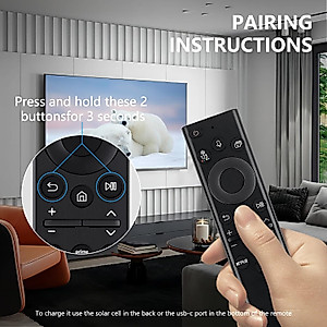 Fourmor Original Voice Remote Control - BN59-01385A Solar Charging for Samsung 2021 and 2022 and2023 Smart TVs. Also Bn59-01385B Full Function Replacement