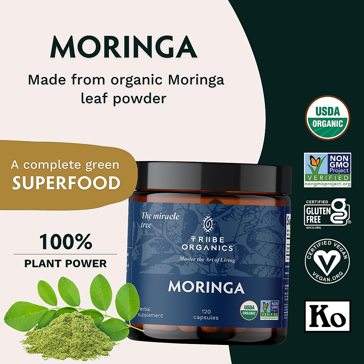 ENDURANCE DUO: Organic KSM-66 Ashwagandha + Organic Moringa - Vegan capsules - 2 Month Supply - Reduce stress fatigue tension worry laziness - Boost energy immunity performance memory focus