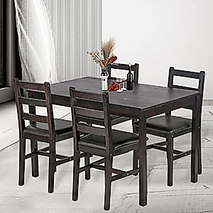 Vnewone Dining Table Set for 4,Kitchen Table and Chairs for Dining Room,Modern Wood Kitchen Set for Small Space,Dark Brown