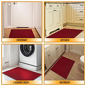 Sweet Home Stores Sweethome Collection Solid Design Rubberback Area Rug/Mat, 2'3" x 3', Red