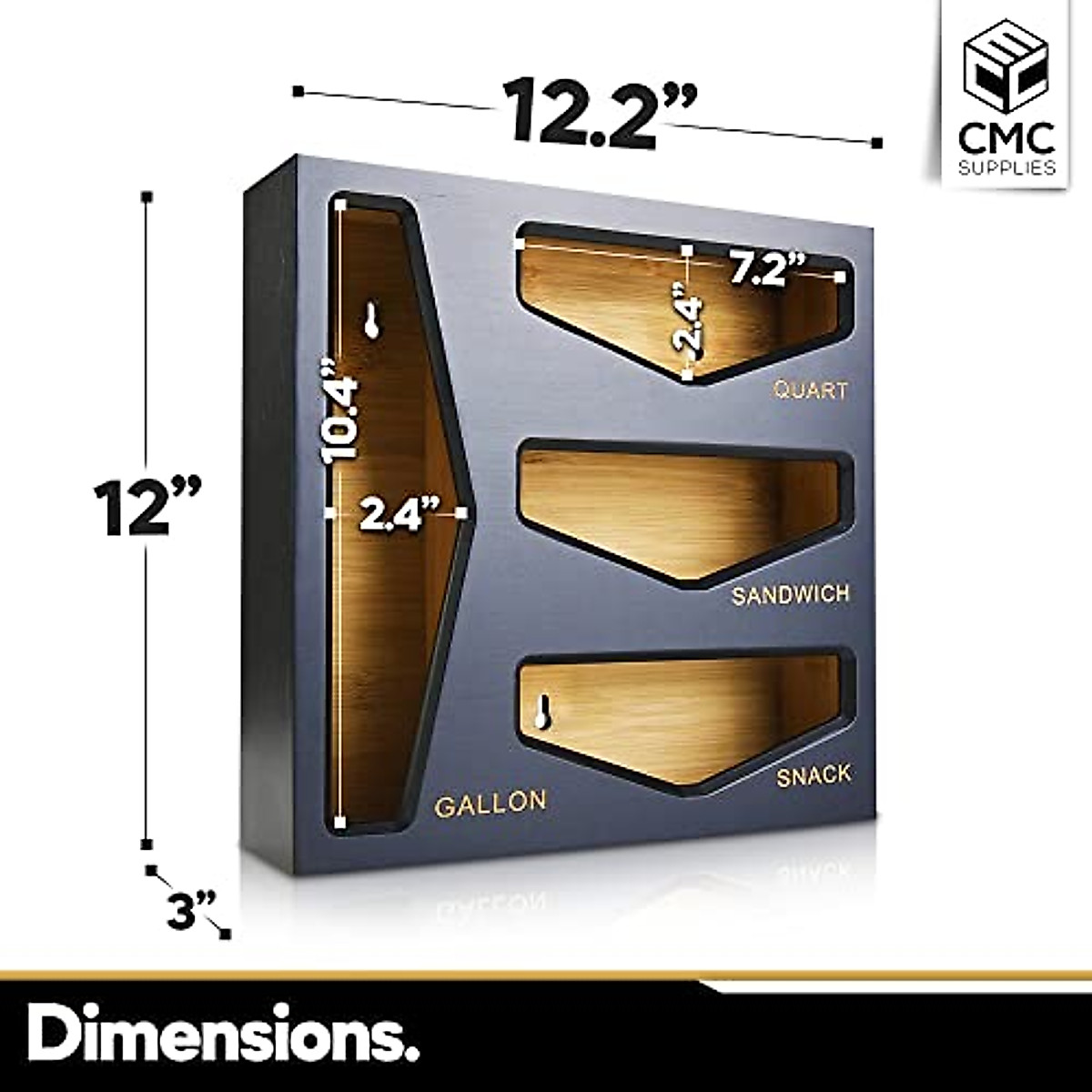 Ziplock Bag Organizer - Bamboo Ziplock Bag Organizer for Drawer, Ziploc Bag Holder, Ziploc Organizer, Storage Bag Organizer, and Zip Lock Bag Organizer, Plastic Bag Holder