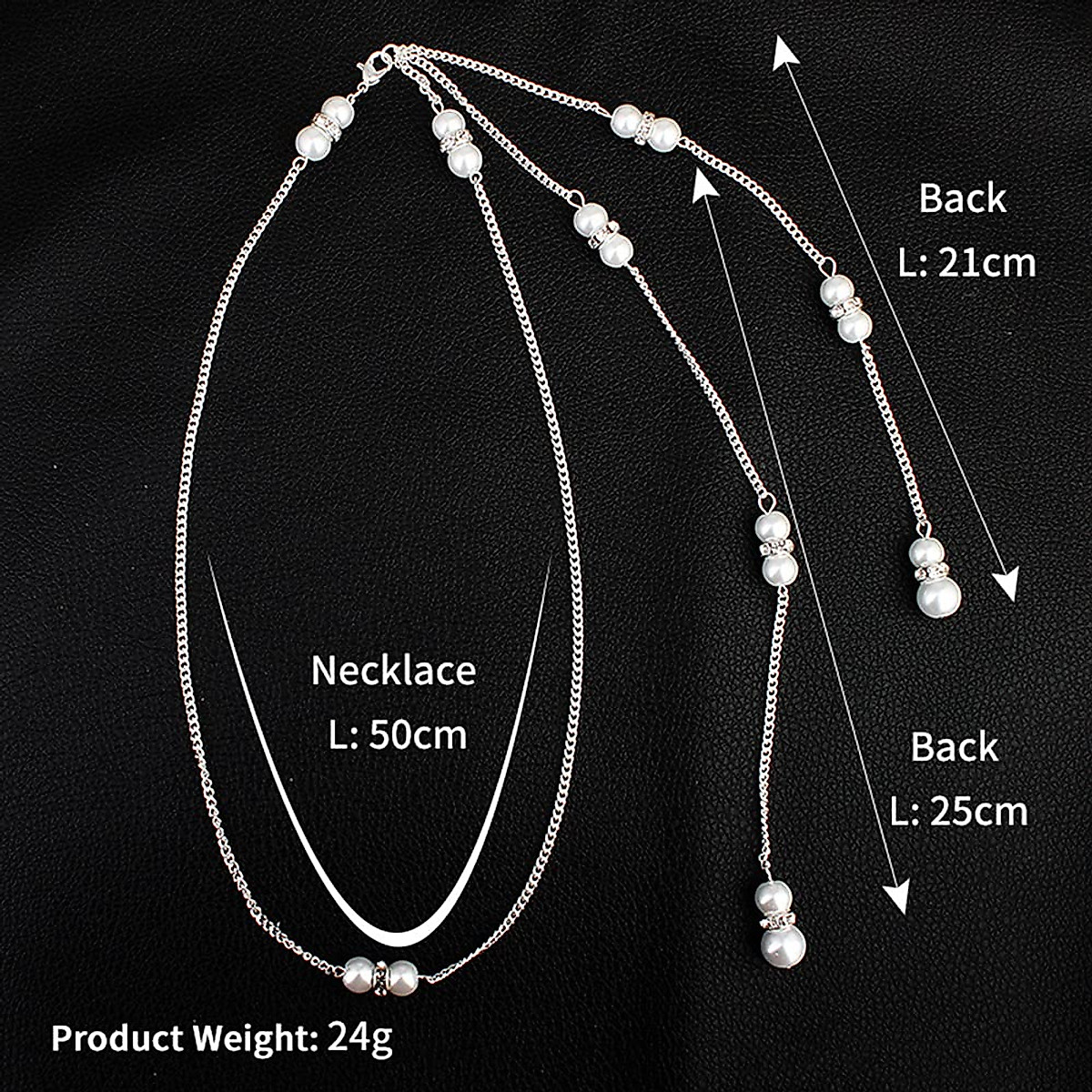 Asphire Vintage Bridal Pearl Back Chain Necklace Long Pendant Lariat Y Necklace Crystal Pearl 1920s Costume Wedding Accessories for Women