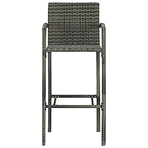 Bar Stools 2 pcs Gray Poly Rattan