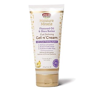 African Pride Moisture Miracle Gel n' Cream - 3-In-1 Curl Training System, Defines Curls, Holds Shape, Hydrates, Adds Shine, Contains Flaxseed Oil & Shea Butter, Defines & Elongates, 6 oz