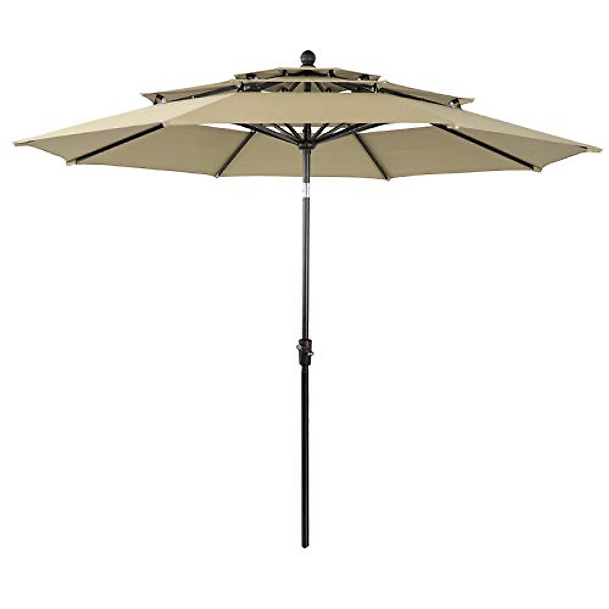 PHI VILLA 10ft Patio Umbrellas, Outdoor 3 Tier Vented Market Table Umbrella with 1.5" Aluminum Pole and 8 Sturdy Ribs, (Beige) for Poolside, Garden Terrace
