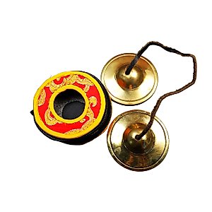 Gandhanra Tibetan Tingsha Bell Set - Tibetan Cymbals - for Sound Healing, Yoga, Meditation, and Mindfulness,Handmade in Nepal,Made of Brass,Plain Pattern,6.5cm/2.6 inch