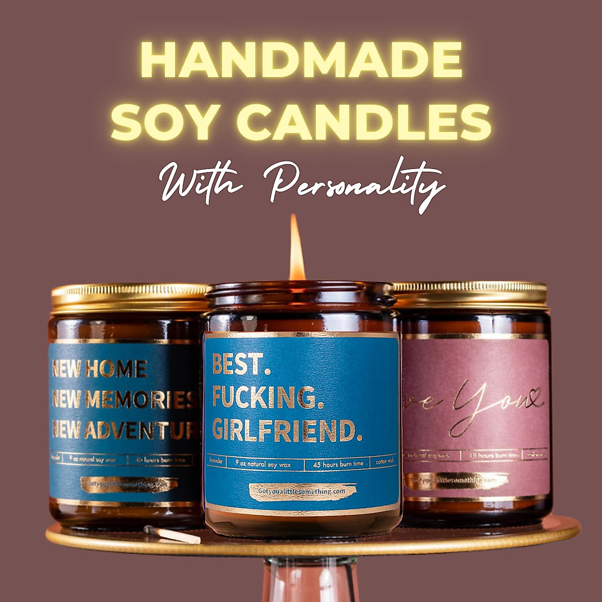 Got You A Little Something Girlfriend Gifts - Lavender Vanilla Candle for Girlfriend ; Birthday Gifts for Girlfriend from Boyfriend, Couples Gift for Her for Anniversary Christmas or Valentines Day