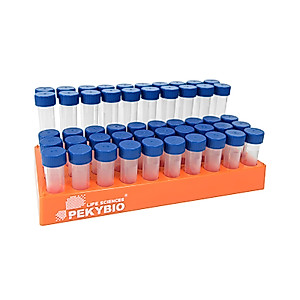 PEKYBIO Sterile Plastic Graduated Test Tubes 5ml Sample Storage Container with Screw Cap Self-Standing Lab Transport Tube, Case of 50