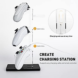 OAPRIRE Universal 3 Tier Controller Holder and Headset Stand for PS4 PS5 Xbox ONE Switch, Controller Stand Gaming Accessories, Build Your Game Fortresses (Black)