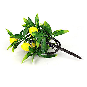 WIVAYE Artificial Lemon Tree Plant Decor, 9.65 Lemon Tree Indoor Plant, Artificial Flowerpot Lemon Bonsai for Office Table Stair Balcony Garden Home Decor, 3.74 x 9.65inch