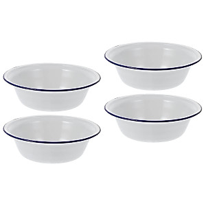 4Pcs Enamel Soup Bowl Vintage Enameled Basin Retro Enameled Bowl Enamel Mixing Bowl Enamelware Salad Serving Bowl Ramen Basin 14cm