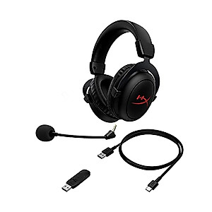 HyperX Cloud Core – Wireless Gaming Headset for PC, DTS Headphone:X Spatial Audio, Memory Foam Ear Pads, Durable Aluminum Frame, Detachable Noise Cancelling Microphone,Black
