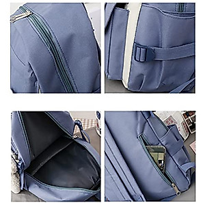 AONUOWE 5pcs Aesthetic Backpack Set for School Teens Girls Daypack Cute Trendy Large Capacity Preppy Shoulder Bag (Purple)