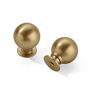 CABDM 10 Pack 1 Inch Vintage Ball Brushed Brass Cabinet Knobs Kitchen Cabinet Hardware Brushed Gold Drawer Knobs Pulls for Drawers.