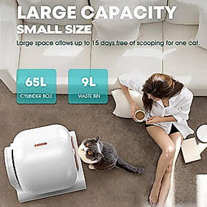 Litter Box Self Cleaning Easy to Use - Pet Friendly Automatic Cat Litter Box with Clean Air - Large Space Kitty Litter Box Self Cleaning - Cat Litter Box Smart