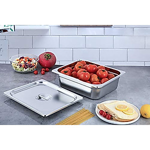 AmazonCommercial 1/2 Size x 2-1/2" Deep, Rectangular Anti-Jam Stainless Steel Steam Table/Hotel Pan, 22 Gauge, Pack of 2