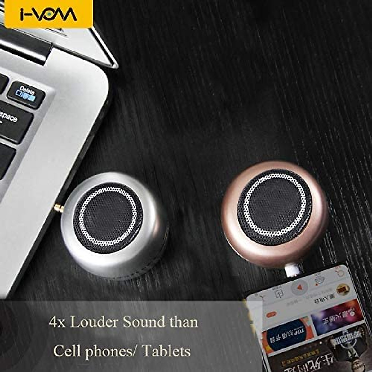 Mini Speaker with 3.5mm Aux Input Jack, 3W Loud Portable Speaker for iPhone iPod iPad Cellphone Tablet Laptop, with USB Rechargeable Battery, Gift Choice for Kids, Silver