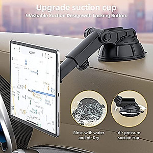 PLDHPRO Magnetic Car Phone Tablet Holder for iPhone iPad Size 4"- 10" Tablets, Dashboard Dash Windshield Mount 360° Rotating Super Strong Magnet TPU Suction Washable Strong Sticky Gel