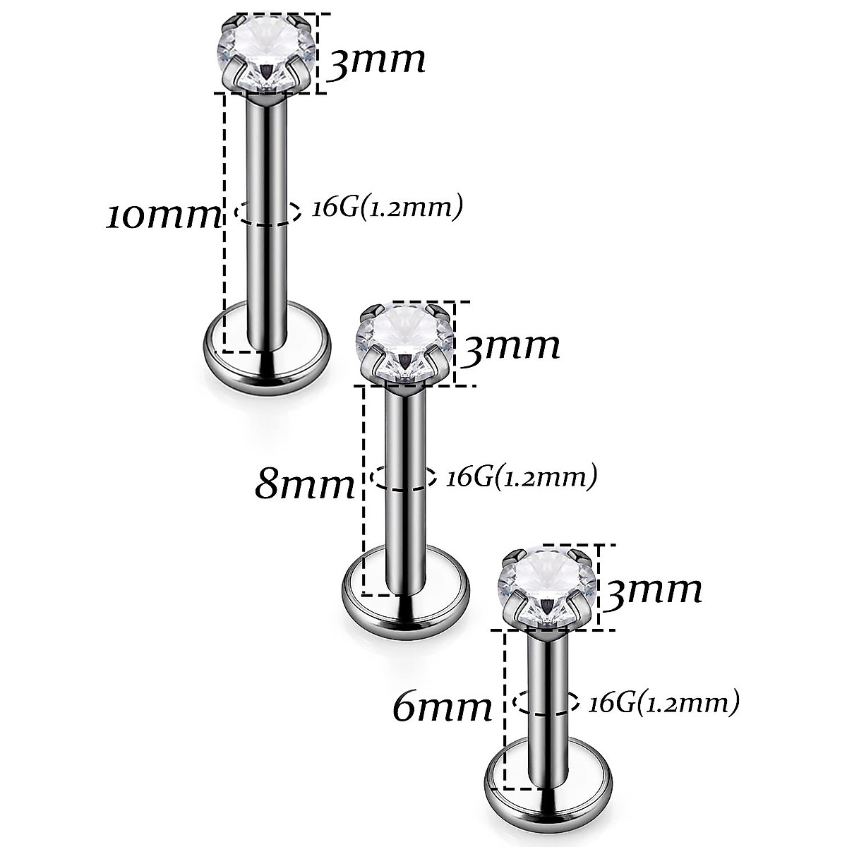 Vsnnsns 16G G23 Titanium Lip Rings for Women Labret Monroe Lip Rings Studs Nail Cartilage Tragus Helix Daith Rook Earrings Studs Ring Medusa Piercing Jewelry 6mm 8mm 10mm