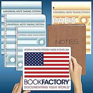BookFactory Universal Note Taking System (Cornell Notes) / NoteTaking Notebook - 120 Pages, 8 1/2" x 11" - Wire-O (LOG-120-7CW-A(Universal-Note))