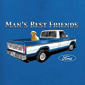 Ford Motors Funny Man's Best Friends Pickup Truck Dog Cars and Trucks Men's Graphic T-Shirt, Royal, Large