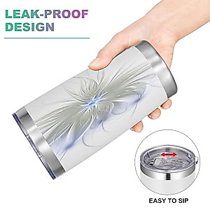 Jesmacti 20Oz Portable Tumbler Fabulous Fractal Blue Fractal Art Smooth Blue Fiery Blossom Bright Abstract Blue for Ornate Petals Unusual Flower Coffee Tumbler Farmhouse Coffee Mugs for Travel