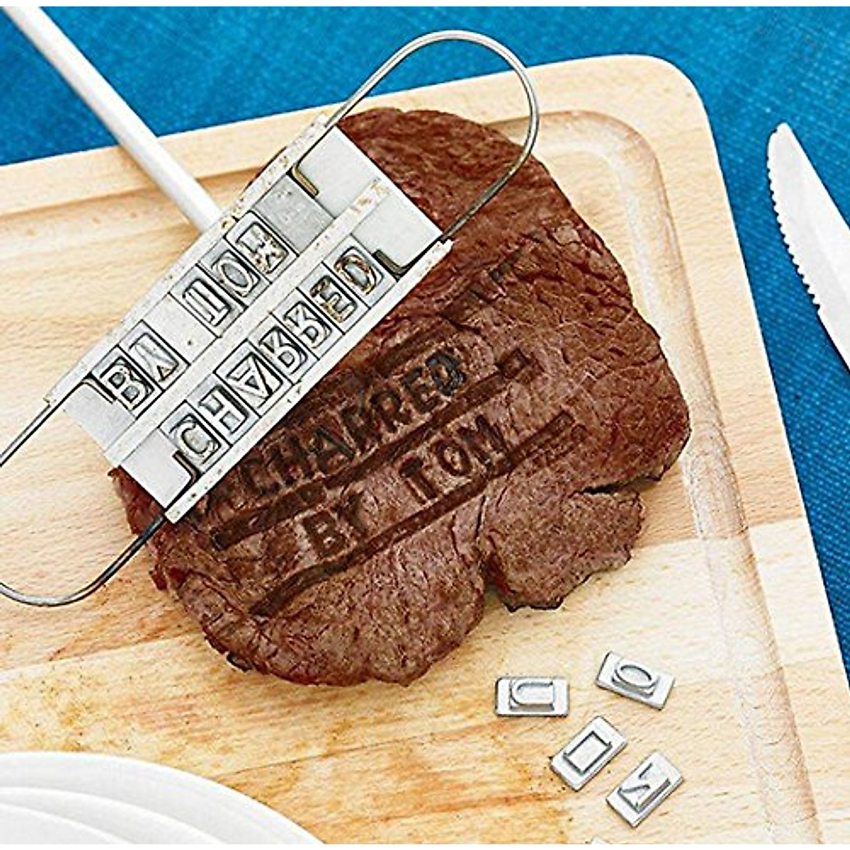 WAJJ BBQ Branding Iron with Changeable Letters Creative Barbecue Steak Names Press Tool for Grilling Outdoor