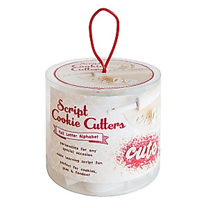 Talisman Designs Script Cookie Cutters | Set of 26 | White | Made of BPA Free Plastic | Small Letter Cutters for Cookies, Pies, Dough & Fondant | Baking Alphabet Cookie Cutters