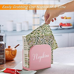 Pink Napkin Holder for Table - ALELION Wooden Napkin Holders for Kitchen - Pink Kitchen Decor and Accessories for Dining Room Table Decor - Wood Napkin Dispenser