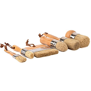 Chalk & Wax Paint Brush (Set of 6) for Waxing & Painting Projects – 100% Natural Boar Bristles, Ergonomic Handles, Minimum Shedding – Smooth Coverage for Furniture, Milk Paint & Stencil by Diyartz