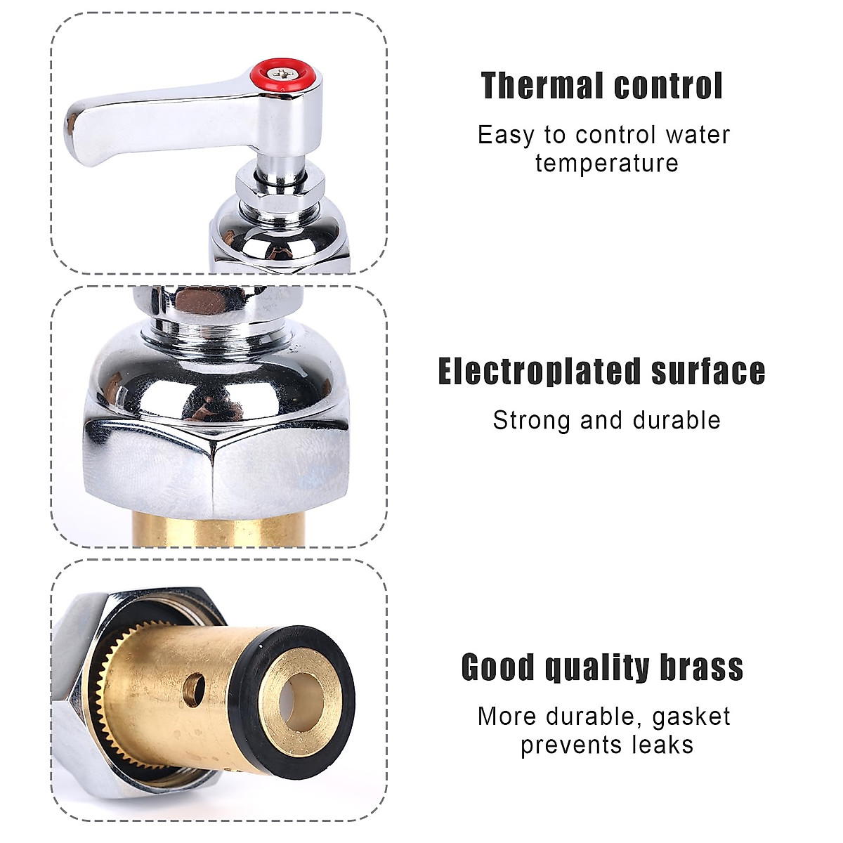 Hot Spindle Assembly for 002714-40 Eterna Valve Replacement, Hot Side Handle Stem Assembly Brass Replacement Sink Valve Commercial Faucet Parts for T&S