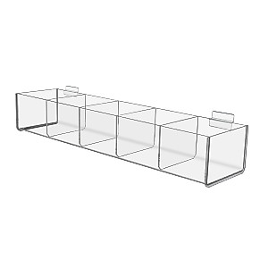 Marketing Holders Slatwall Acrylic Retail Tray Five Compartment 19.5 Inch Wide x 5 Inch Deep Clear Product Merchandise Storage Organizer for Businesses and Shops