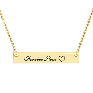 Dreamdecor Custom Bar Necklace Engraved Bar Pendant Neckalce Personalized Horizontal Bar Name Necklace for Women