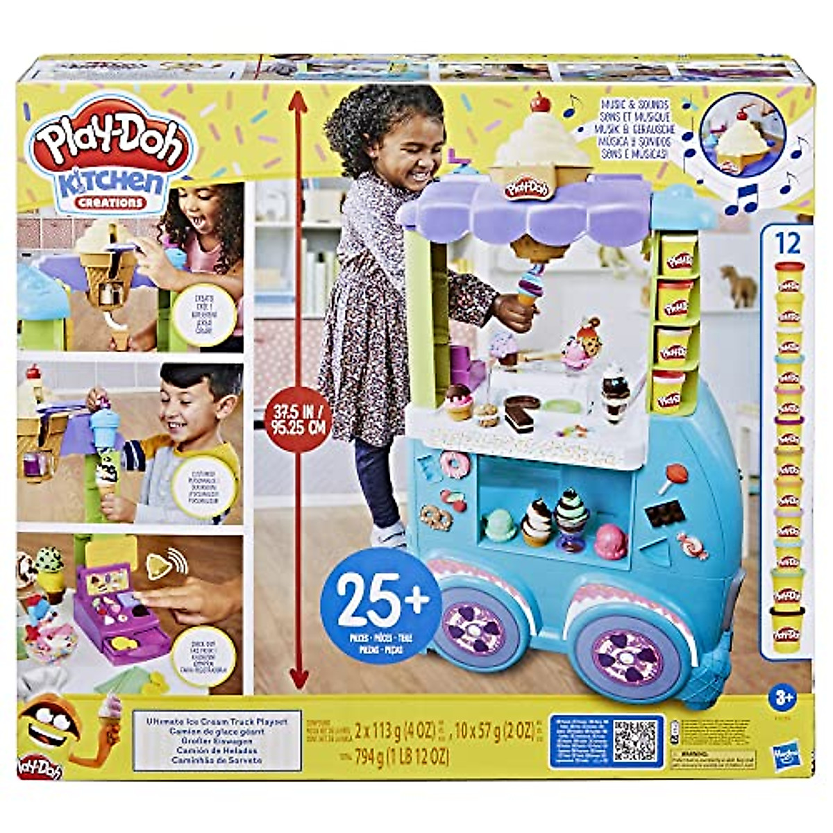 Play-Doh Kitchen Creations Ultimate Ice Cream Truck Toy Playset, Food Truck Toys for Kids, 27 Accessories, 12 Cans, Preschool Toys for 3 Year Old Girls & Boys and Up, Non-Toxic