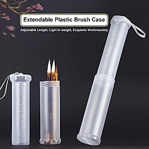 Chistepper 4 Packs Extendable Plastic Brush Case Extra Long Paint Brush Holder Clear Paint Brush Storage Box Long Brush Tube Storage Watercolor Pen Container (4)