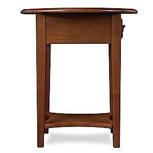 Leick Home 9042-MED One Drawer Oval Side Table with Shelf, Medium Oak