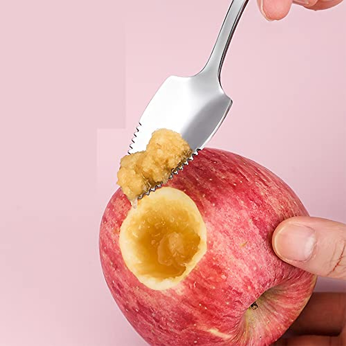 2 Pack Grapefruit Spoon Stainless Steel Fruit Spoon with Serrated Edge Long Handle with Non-stick Coating for Fruit Dessert Stirring Spoon