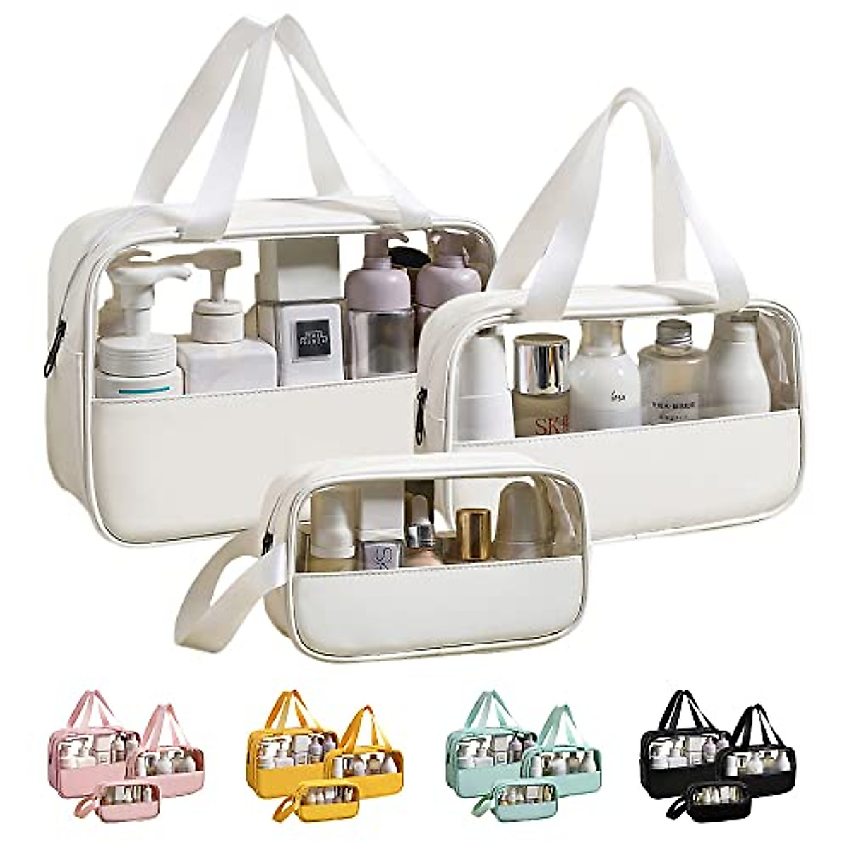 Toiletry Bag for Women Clear Travel Toiletry Bag Travel Makeup Bag Hanging Toiletry Bag for Men Toiletry Bags for Traveling Women Travel Bag for Toiletries Transparent Set(white)