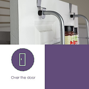 5 Tier Over The Door Pantry Organizer (Silver), By Home Basics | Metal Pantry Door Rack | Hanging Pantry Organizer For Condiments, Spices, Snacks, and Canned Goods