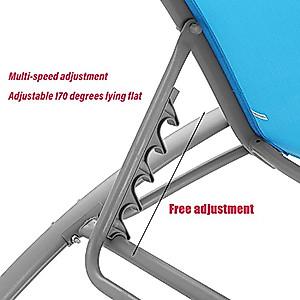 Diophros Pool Lounge Chairs Set of 2, Adjustable Reclining Folding Patio Chaise Lounger Chair with for Poolside, Beach, Backyard