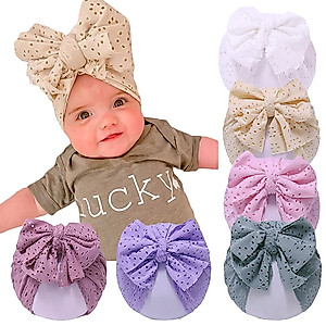 DANMY Baby Girl Hat with Bow Hat Toddlers Soft Turban Knotting Hats Cap (Pink/Purple/DarkPink/White/Green/Beige)