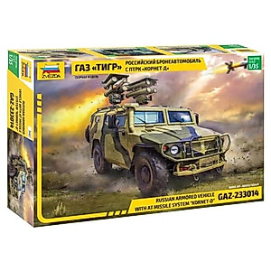 Zvezda 3682 - Russian GAZ Armored Vehicle with at Missile System Kornet-D - Plastic Model Kit - Scale 1/35 236 Parts Lenght 6.5" / 16.2 cm