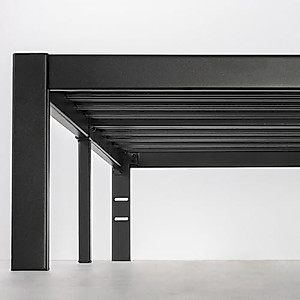 Mellow Rocky Base E 14" Platform Bed Heavy Duty Steel Black, w/ Patented Wide Steel Slats (No Box Spring Needed) - Twin