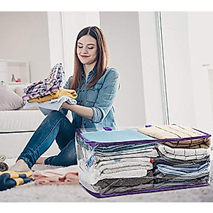 3 Packs Clear Storage Bag, 20 X 16 X 10 inch, Heavy Duty Vinyl Clothing Storage Organizers with Double Reinforced Handle for Comforter Duvet Blanket Bedding Clothes Toys, PVC Clothes Storage Bag