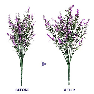 TELDRASSIL 18 Bundles Artificial Lavender Flowers Outdoor UV Resistant Fake Plastic Flowers Faux Plastic Shrubs for Indoor Outdoor Window Home Garden Decoration