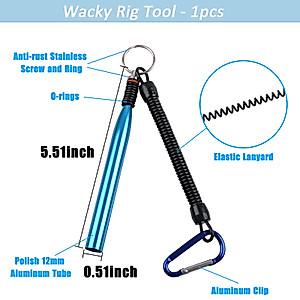 Wacky Rig Worm Hooks Fishing Tool Kit – Wacky Worms, Wacky O-Rings, Wacky Rig Tool, Wacky Weedless Hooks Soft Stick Bait Fishing Lures Hooks Kit