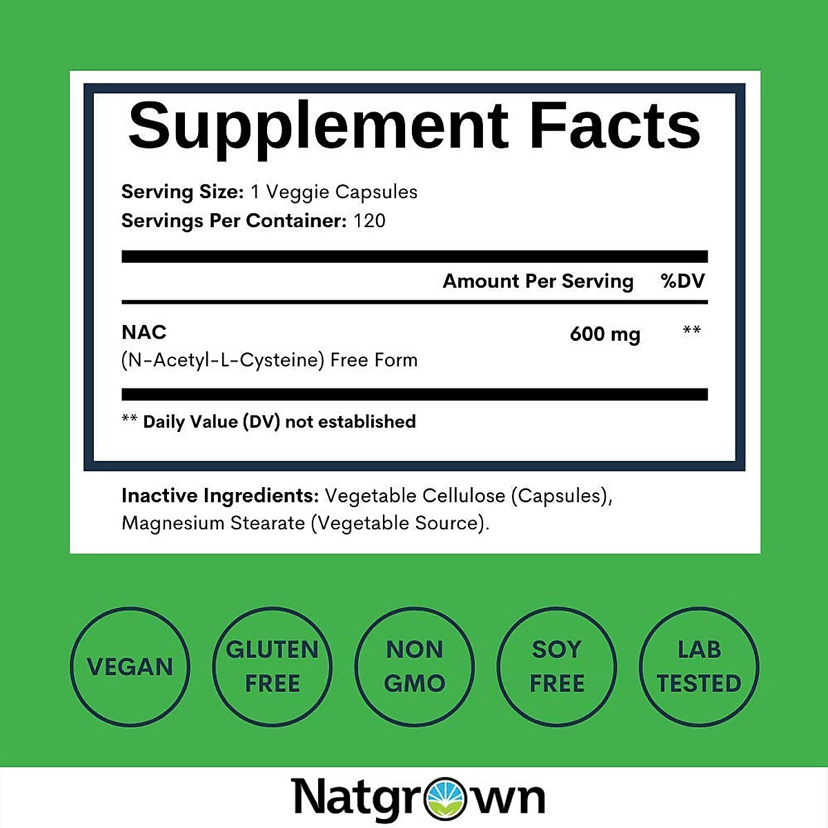 NAC Supplement N-Acetyl Cysteine 600 mg - Powerful Antioxidant NAC Supplement for Liver Health and Healthy Glutathione Levels Support - 120 Capsules