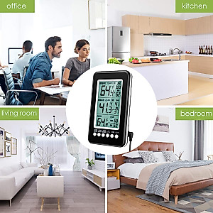 KeeKit Refrigerator Thermometer, Wireless Indoor Outdoor Thermometer with 2 Sensors, Digital Fridge Thermometer with Audible Alarm, Temperature Gauge for Freezer, Restaurants, Bars