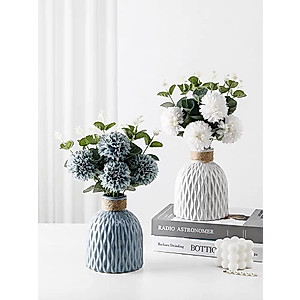 JGYQL Artificial Fake Flower Plants Silk Chrysanthemum Ball Hydrangea 15pcs Arrangements Wedding Bouquets Decor Home Kitchen Garden Party Table Floral Centerpieces (Deep Lake Blue)