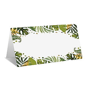 Place Cards for Jungle Tropical Theme Party, Editable Name Place Cards, Seating Place Cards for Tables, Tent Style Cards for Baby & Bride Shower, Easy Folding, Pack of 25 Escort Cards(B15)